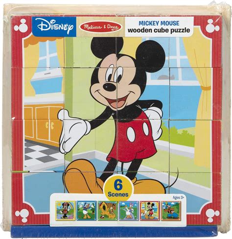 Melissa And Doug Disney Mickey Mouse Cube Puzzle With Storage Tray 6 Puzzles In 1 16 Pcs