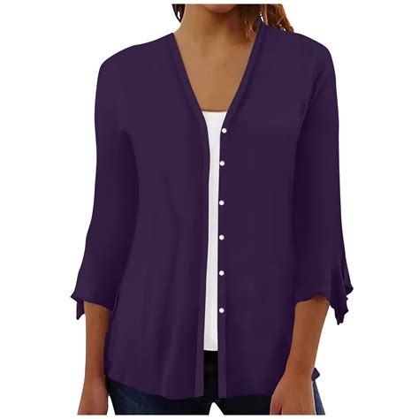 Zkirbjv Cardigans For Women 34 Sleeve Plus Size Kimono And Dusters