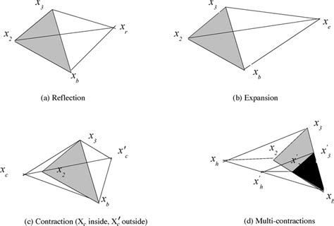 Examples Of Possible Alterations Of The Nelder Mead Simplex On A Download Scientific Diagram