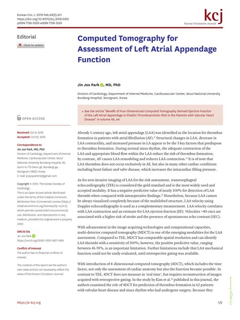 Pdf Computed Tomography For Assessment Of Left Atrial Appendage Function