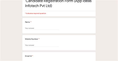 Trusha Kachhadiya On Linkedin Candidate Registration Form App Ideas Infotech Pvt Ltd