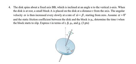 Solved 4 The Disk Spins About A Fixed Axis Bb Which Is