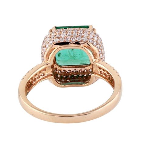 Customizable Square Cut Emerald Diamond 18 Karat Gold Ring For Sale At