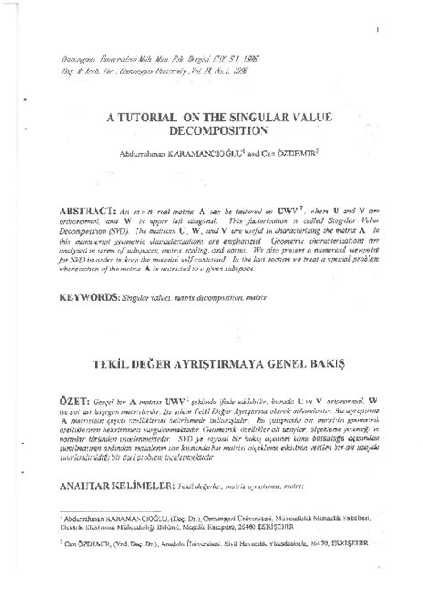 pdf a tutorial on the singular value decomposition