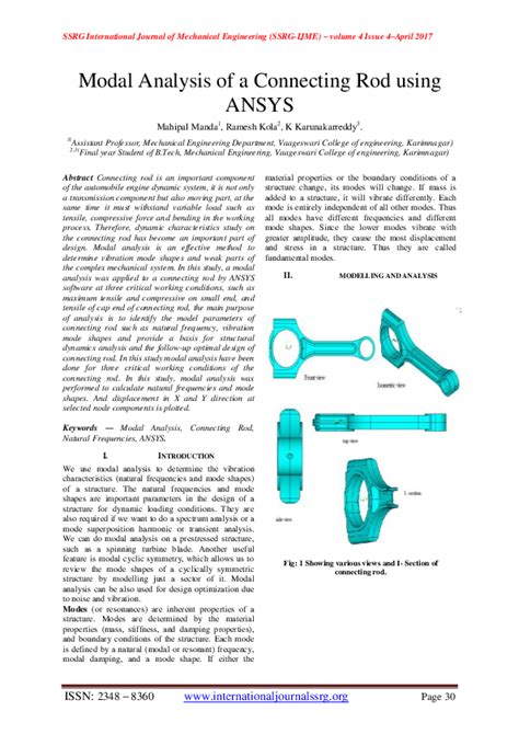 Pdf Modal Analysis Of A Connecting Rod Using Ansys