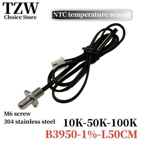 Tzw M6 Thread Temperature Sensor 304 Stainless Steel Probe 10k 50k 100k