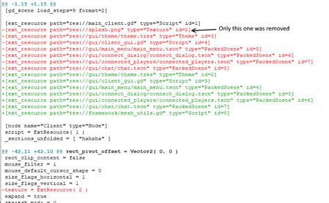 Removing A Resource From A Scene Makes All Nodes Using Resources To Appear In The TSCN Diff