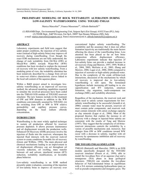 Pdf Preliminary Modelling Of Rock Wettability Alteration During Low Salinity Waterflooding