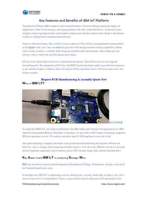 Key Features And Benefits Of Ibm Iot Platform Pdf Internet Of
