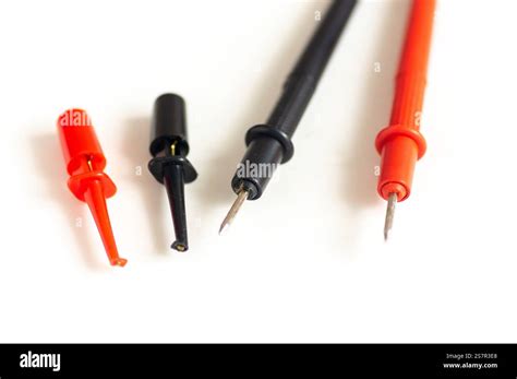 Multimeter Probe Test Lead Cable Two Electrical Multi Or Voltage Meter Probes On A White