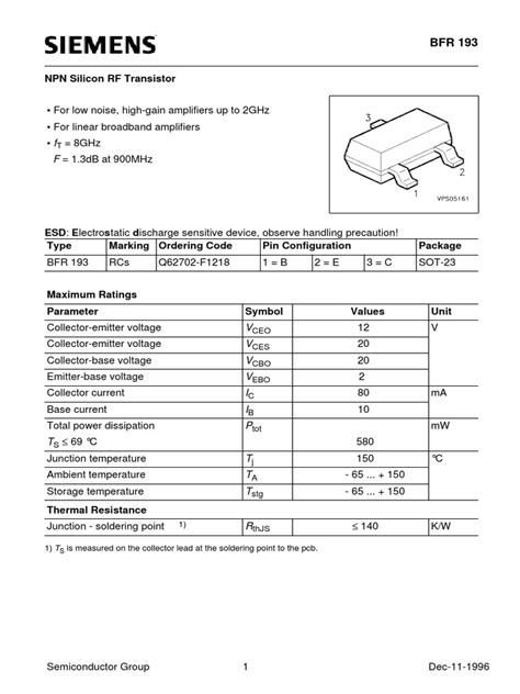 Bfr 193 Pdf Bipolar Junction Transistor Information And Communications Technology