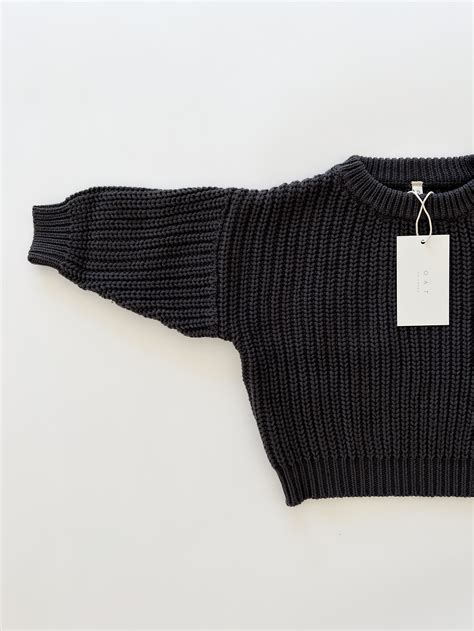 ‘charcoal Chunky Knit Sweater Oat Co