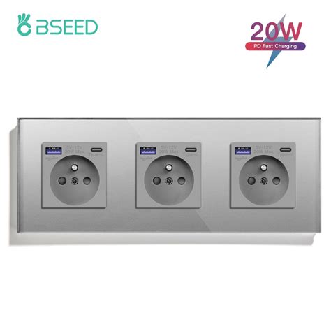 Bseed Fr Sockets With 20w Pd Fast Charge Type C Interface Outlet Wall