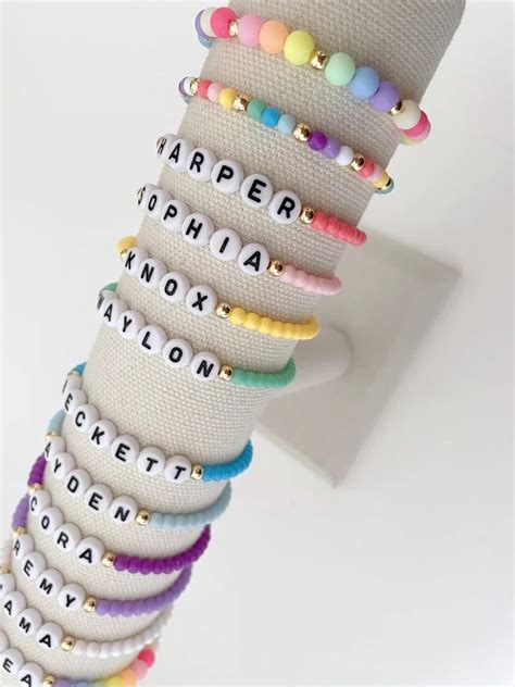 Rainbow Beaded Name Bracelet Colorful Bead Bracelets Name Bracelet