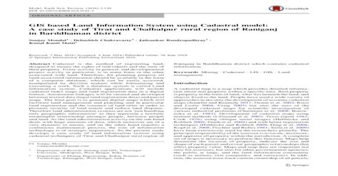 Gis Based Land Information System Using Cadastral Model A · Sheet