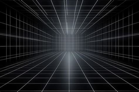 Premium Photo Immersive 3d Grid Wireframe Grid Room Designing An