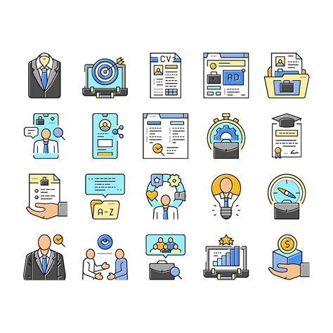 Interview Job Business Employee Icons Set Vector 35273057 Vector Art At Vecteezy