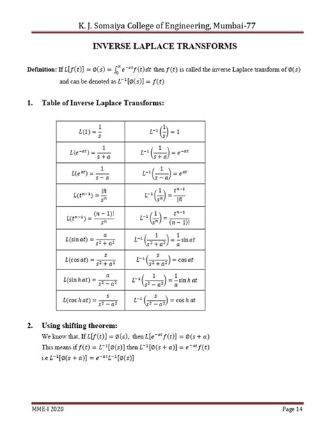 Inverse Laplace Transforms 1 Pdf