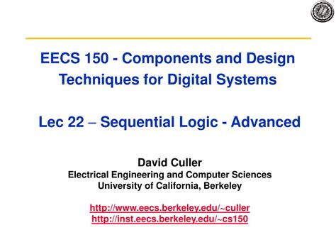Ppt Eecs 150 Components And Design Techniques For Digital Systems Lec 22 Sequential Logic