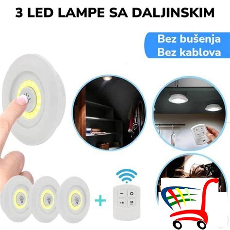 Lampe Sa Daljinskim Led Bezicne Lampe 3 Kom Lampe Sa Daljinskim Led