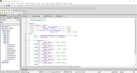 program kode hari menggunakan nested if and switch case program
