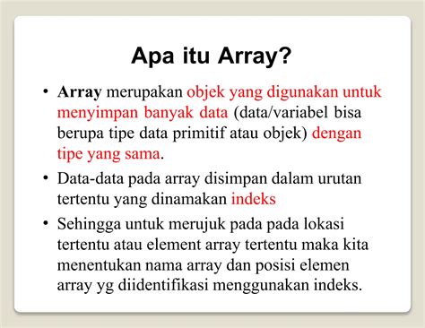 Array Objek Yang Digunakan Untuk Menyimpan Banyak Data Ppt