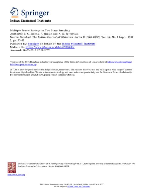 Pdf Multiple Frame Surveys In Two Stage Sampling