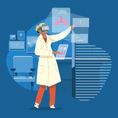 Doctor Examine Medical Data With Virtual Reality Concept 9156683 Vector