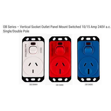 Meditek Ob Series Vertical Socket Outlet Panel Mount Switched 1015
