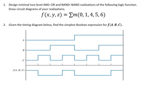 solved 1 design minimal two level and or and nand nand