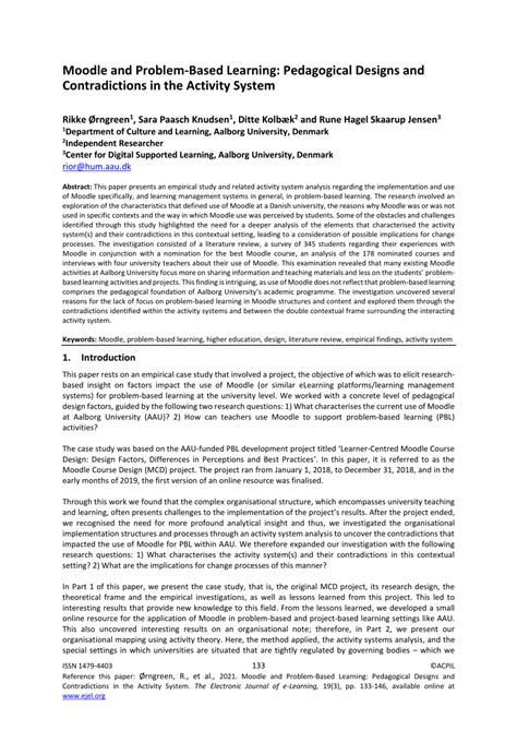 Pdf Moodle And Problem Based Learning Pedagogical Designs And