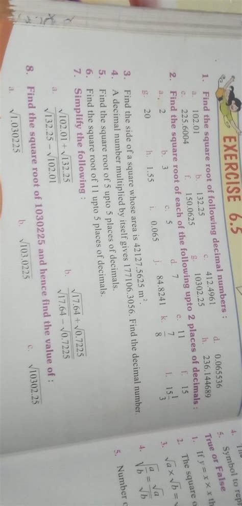 1 find the square root of following decimal numbers a 102 01 b 132 2