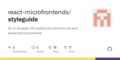 Github React Microfrontendsstyleguide An In Browser Es Module For