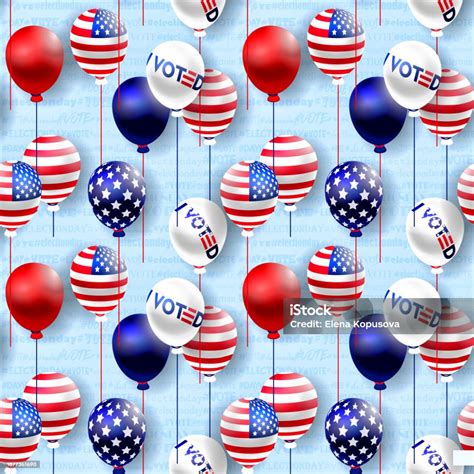 선거일 현실적인 스타일의 정치 선거 운동 미국 국기와 컬러 배경에 선택이 있는 풍선입니다 창의적 인 원활한 배경입니다