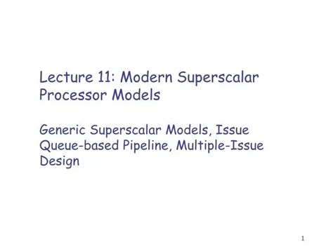 Ppt Lecture 11 Modern Superscalar Processor Models Powerpoint Presentation Id954687