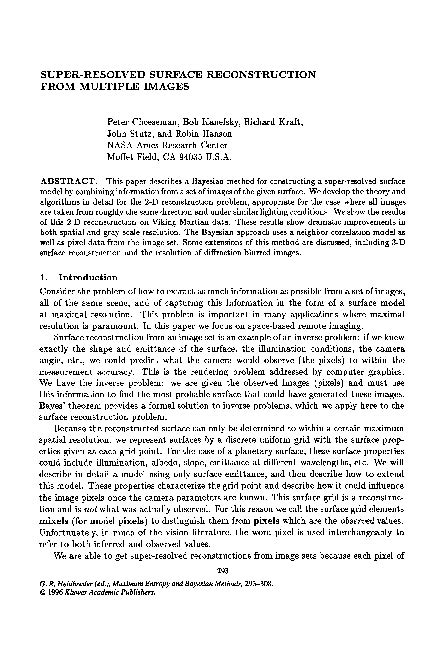Pdf Super Resolved Surface Reconstruction From Multiple Images