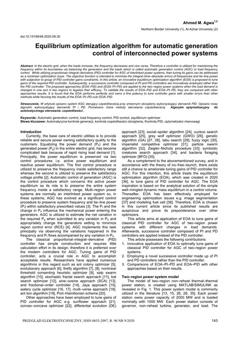 Pdf Equilibrium Optimization Algorithm For Automatic Generation