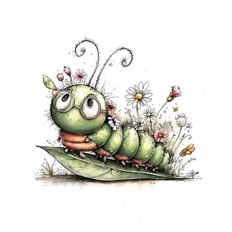 20 Whimsical Spring Caterpillar Clipart  Quirky Woodland Insects