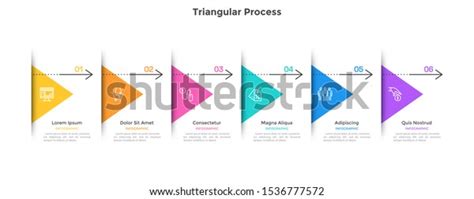 Horizontal Flowchart 6 Triangular Elements Connected Stock Vector