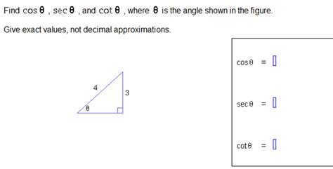 Solved Find Cos Theta Sec Theta And Cot Theta Where Chegg