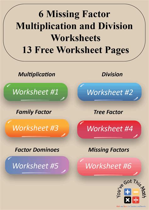 6 Missing Factor Multiplication And Division Worksheets Free
