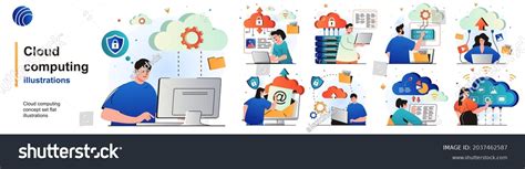 Cloud Computing Isolated Set Secure Connection Stock Vector Royalty Free Shutterstock