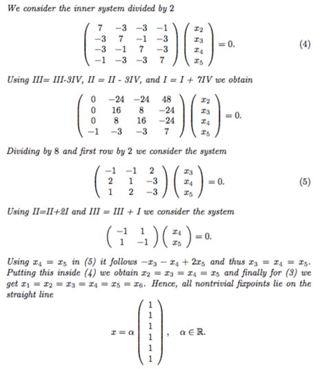 finding an eigenvector fixed point of a linear system of equations