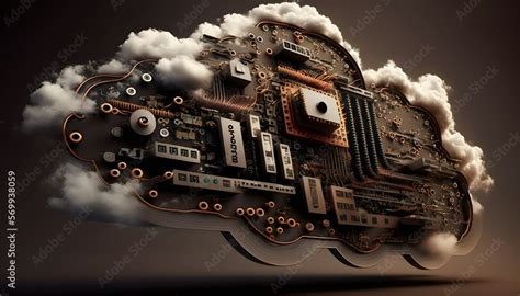 Cloud Computing Concept Hi Tech Cloud Connection Technology Background With Generative AI