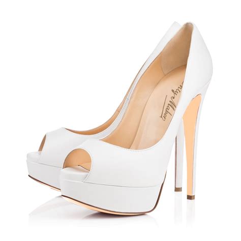 White High Heels Peep Toe