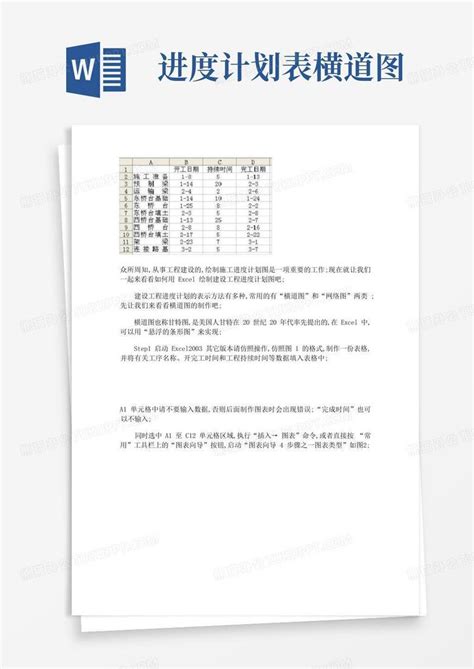 Excel绘制施工进度计划图横道图word模板下载编号qwmwypbk熊猫办公