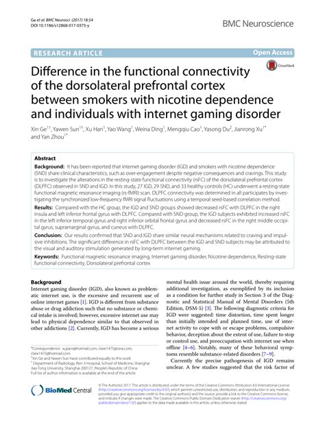 Pdf Difference In The Functional Connectivity Of The Dorsolateral Prefrontal Cortex Between