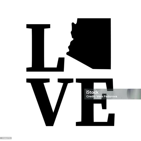 지도가 있는 애리조나 레터링을 좋아합니다 미국 애국심 표시입니다 타이포그래피 포스터 배너 전단지 인사말 카드 등을 위한 벡터 템플릿 벡터에 대한 스톡 벡터 아트 및 기타