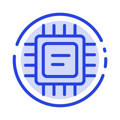 Cpu Microchip Processor Blue Dotted Line Line Icon 14989824 Vector Art