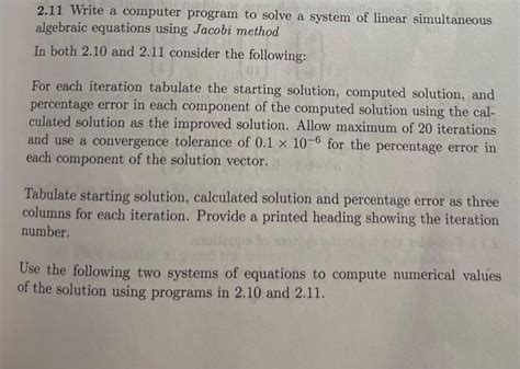 Solved 211 Write A Computer Program To Solve A System Of